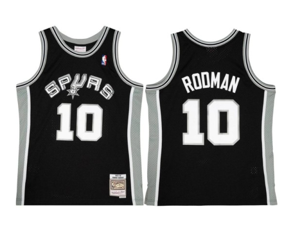 San Antonio Spurs #10 Dennis Rodman Black Throwback Swingman Jersey ...