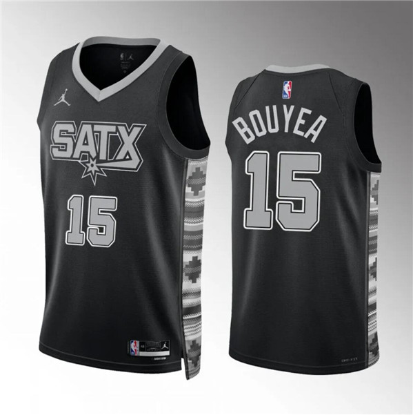 San Antonio Spurs #15 Jamaree Bouyea Black Statement Edition Basketball ...