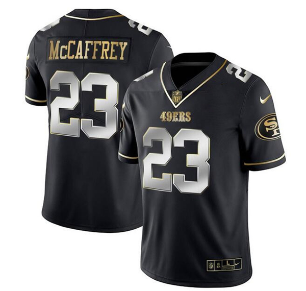 San Francisco 49ers #23 Christian McCaffrey Black Gold Jersey ...