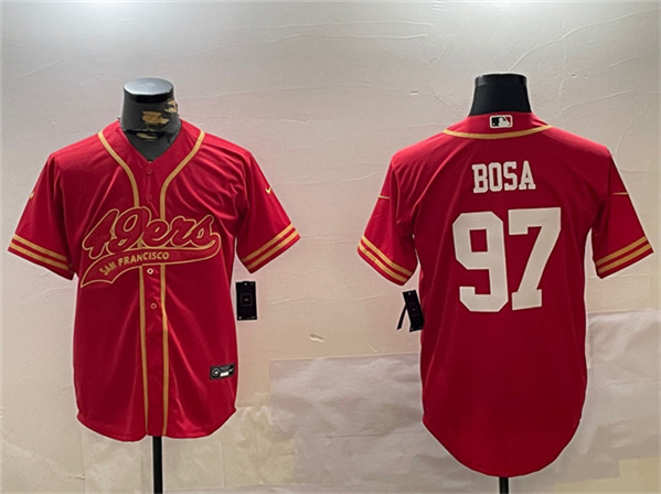 San Francisco 49ers #97 Nick Bosa Red Baseball Jersey – Dripgrape ...