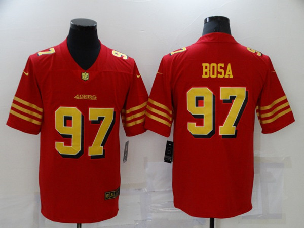 San Francisco 49ers #97 Nick Bosa Red Gold Jersey – Dripgrape – Jerseys ...