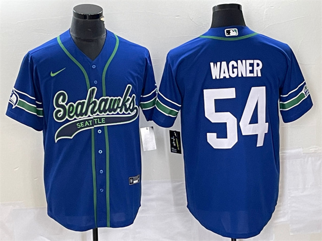 Seattle Seahawks #54 Bobby Wagner Royal Throwback Baseball Jersey ...