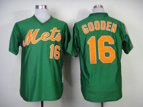 Mitchell and Ness 1985 Mets #16 Dwight Gooden Green Throwback Jersey ...