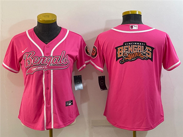 Cincinnati Bengals Pink Team Big Logo With Patch Baseball Jersey ...
