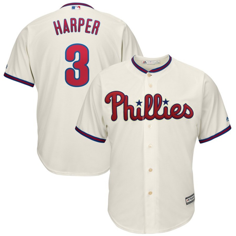 Philadelphia Phillies #3 Bryce Harper Majestic White Home Jersey ...