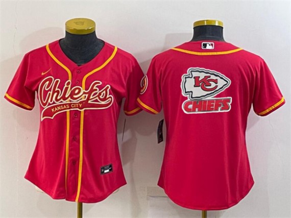 Kansas City Chiefs Red Team Big Logo With Patch Baseball Jersey ...