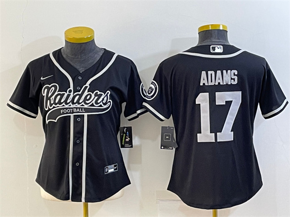 Las Vegas Raiders #17 Davante Adams Black With Patch Baseball Jersey ...