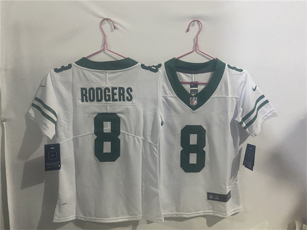 New York Jets #8 Aaron Rodgers White Throwback Jersey – Dripgrape ...