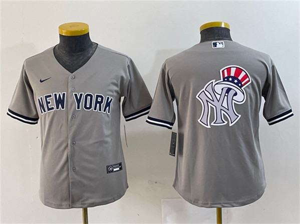 New York Yankees Gray Team Big Logo Baseball Jersey – Dripgrape ...