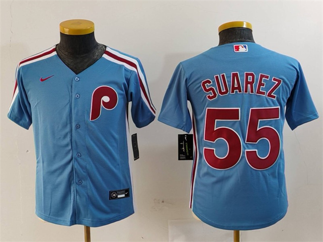 Philadelphia Phillies #55 Ranger Suarez Blue Baseball Jersey ...