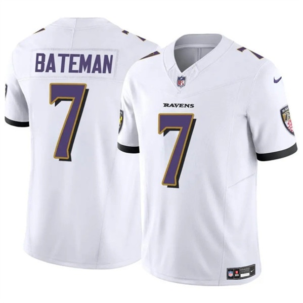 Baltimore Ravens #7 Rashod Bateman White 2023 F.U.S.E. Vapor Limited ...