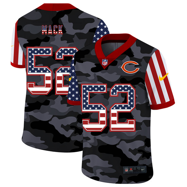 Chicago Bears #52 Khalil Mack 2020 Camo USA Flag Limited Stitched ...