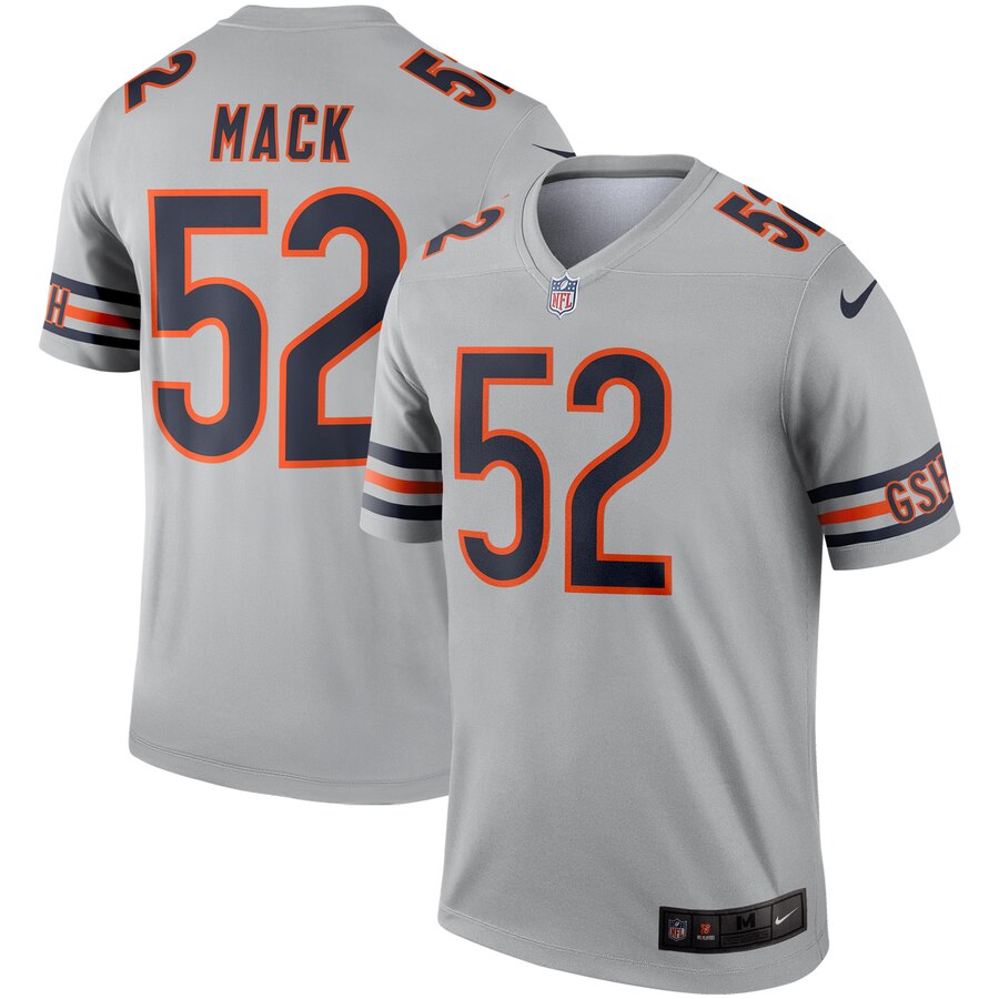 Chicago Bears #52 Khalil Mack Silver Inverted Legend Jersey – ZSW eater ...
