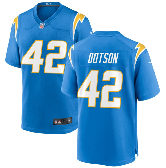 Los Angeles Chargers #42 Elijah Dotson Blue Stitched Game Jersey - ZSW ...