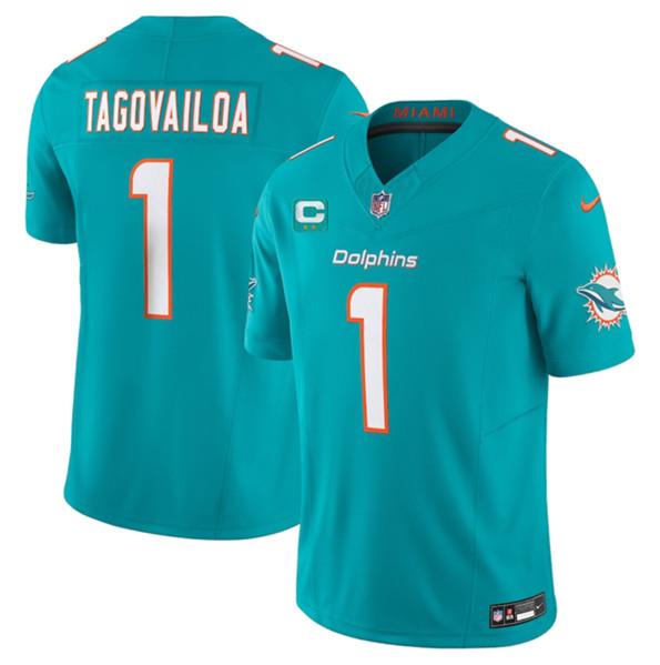 Miami Dolphins #1 Tua Tagovailoa Aqua 2023 F.U.S.E With 2-Star C Patch ...