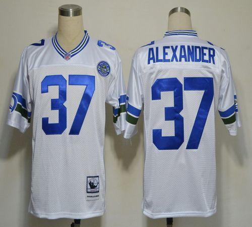 Mitchell And Ness Seahawks #37 Shaun Alexander White Stitched Throwback ...