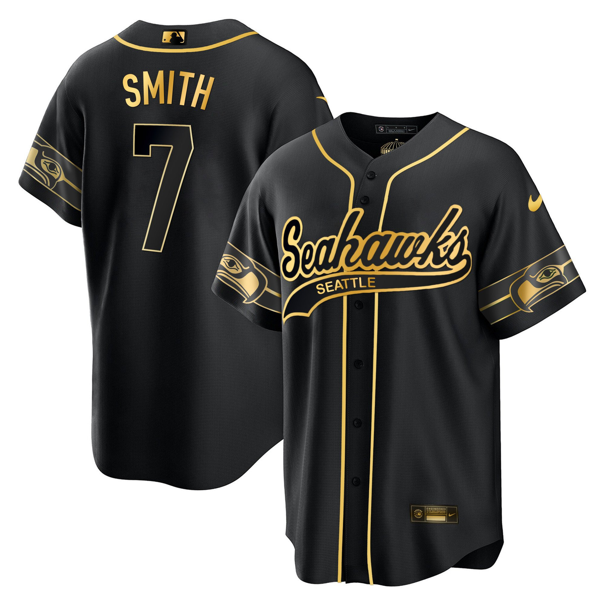 Geno Smith 7 Seattle Seahawks Throwback Jersey – Black Gold – Zpurifier ...