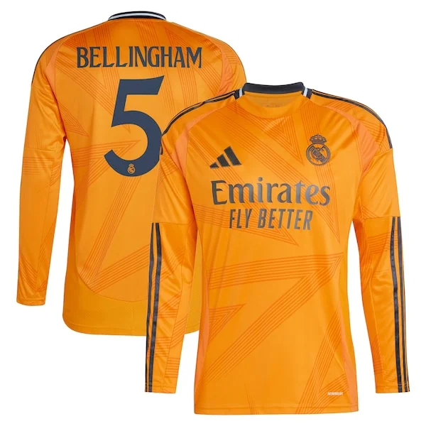 Jude Bellingham Los Merengues adidas 2024/25 Away Replica Long Sleeve ...