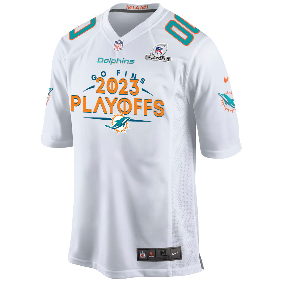 Miami Dolphins Go Fins 2023 Playoffs Game Custom Jersey – White ...