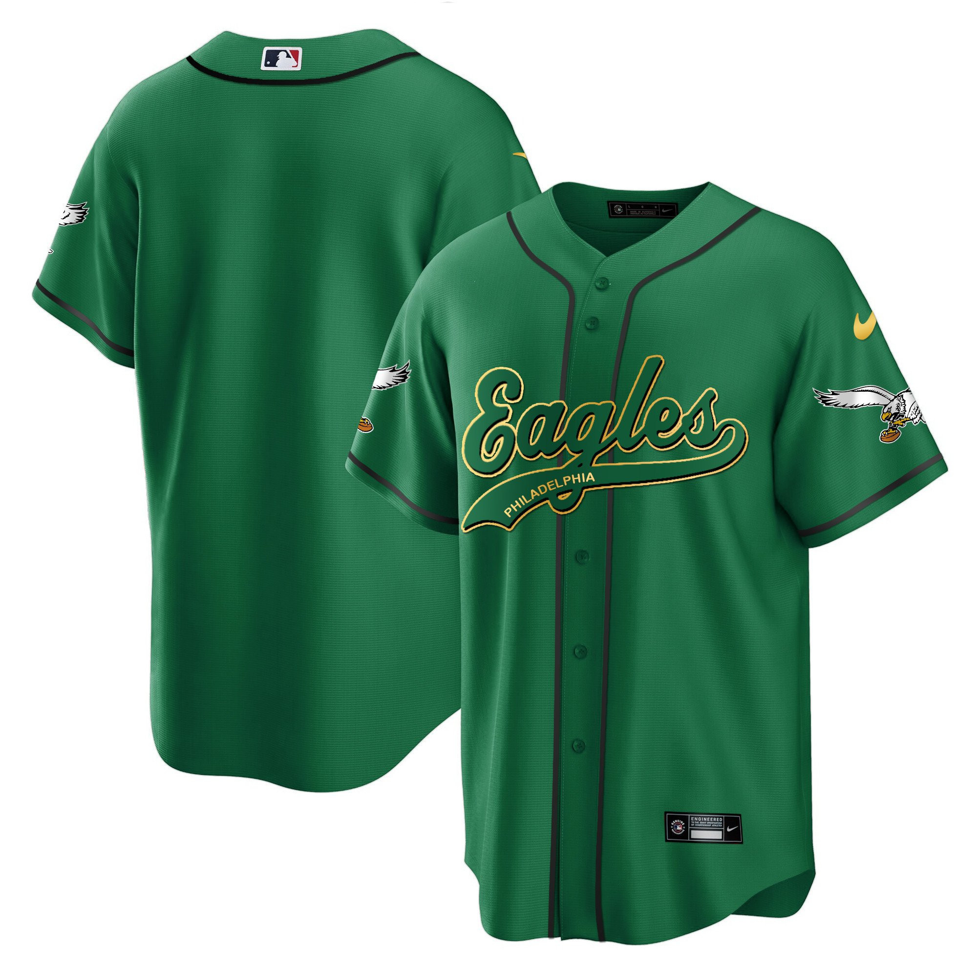 Philadelphia Eagles Baseball Jersey – Kelly Gold Trim – Zpurifier.com ...