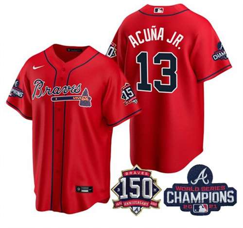 Atlanta Braves #13 Ronald Acuna Jr. 2021 Red World Series Champions ...