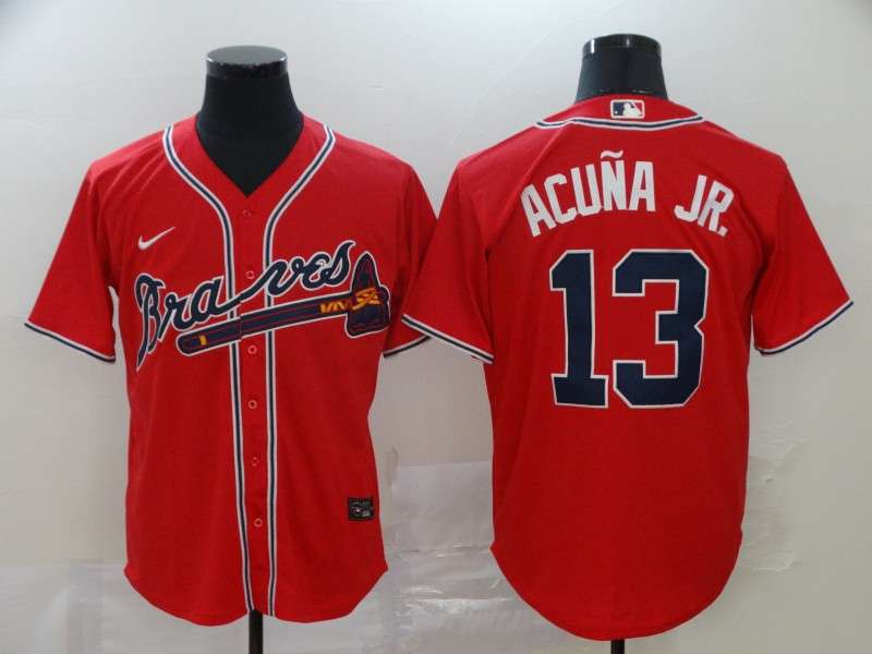 Atlanta Braves #13 Ronald Acuna Jr Red Cool Base Stitched Jersey ...