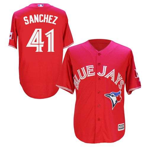 Blue Jays #41 Aaron Sanchez Red New Cool Base Canada Day Stitched ...