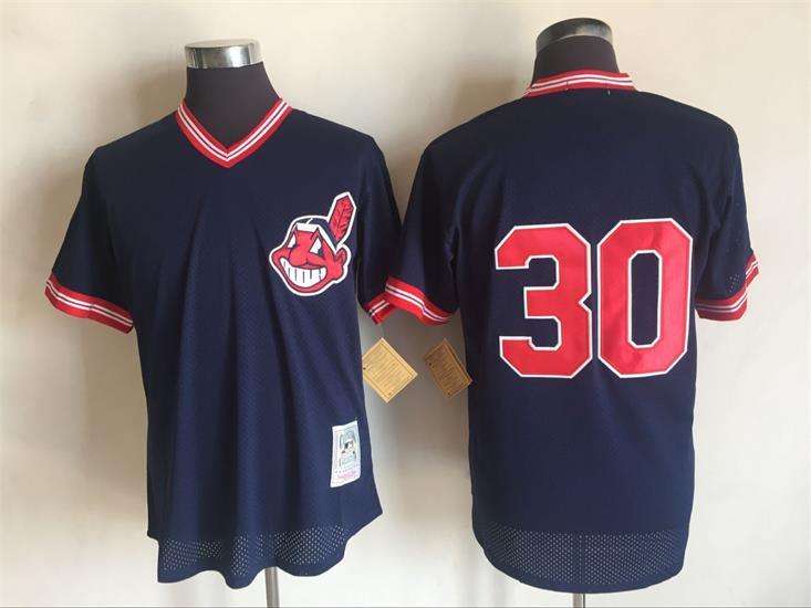 Cleveland Indians #30 Joe Carter Mitchell And Ness Blue Throwback ...