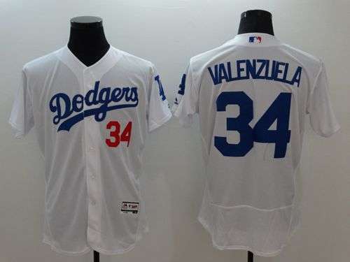 Dodgers #34 Fernando Valenzuela White Flexbase Authentic Collection ...