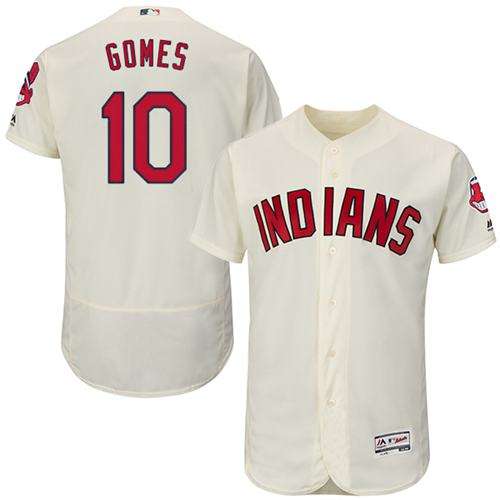 Indians #10 Yan Gomes Cream Flexbase Authentic Collection Stitched ...