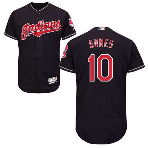 Indians #10 Yan Gomes Navy Blue Flexbase Authentic Collection Stitched ...