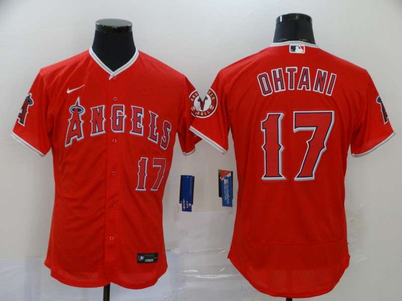 Los Angeles Angels #17 Shohei Ohtani Red Flex Base Stitched Jersey ...