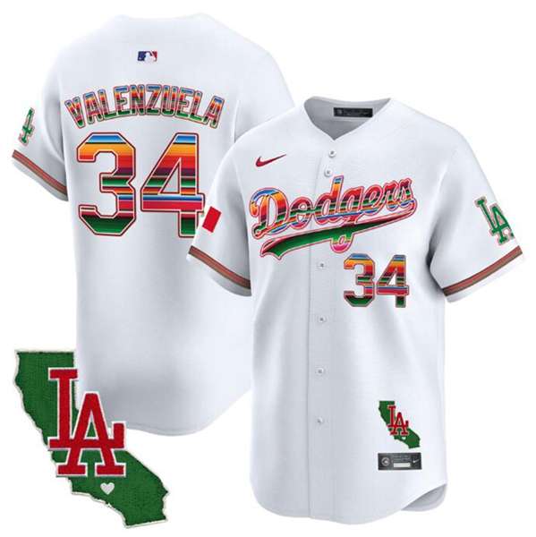Los Angeles Dodgers #34 Fernando Valenzuela White Mexico California ...
