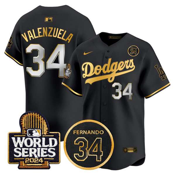 Los Angeles Dodgers #34 Toro Valenzuela Black-Gold 2024 World Series ...
