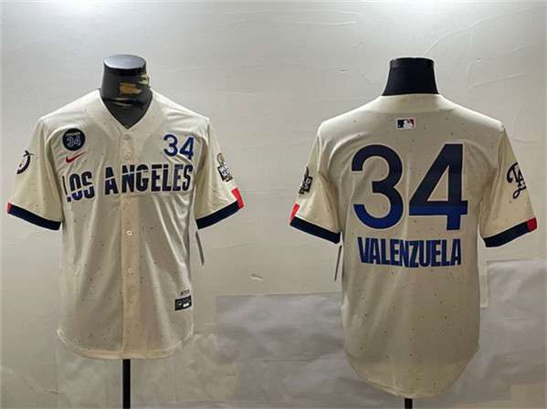 Los Angeles Dodgers #34 Toro Valenzuela Cream 2024 World Series With ...