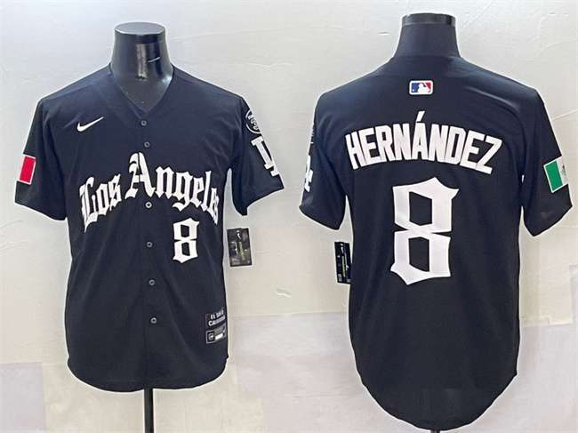 Los Angeles Dodgers #8 Enrique Hernandez Black Mexico 2025 LA Gothic ...