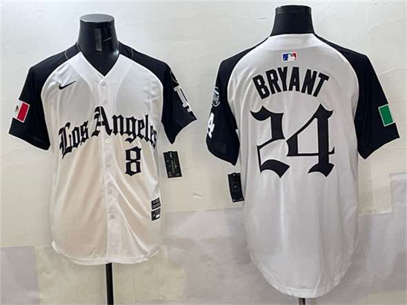 Los Angeles Dodgers Front #8 Back #24 Kobe Bryant White-Black Mexico ...