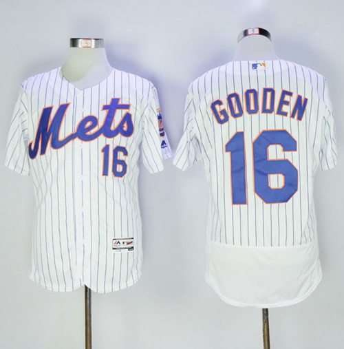 Mets #16 Dwight Gooden White(Blue Strip) Flexbase Authentic Collection ...