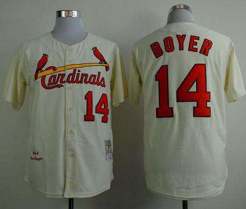 Mitchell And Ness 1964 Cardinals #14 Ken Boyer Cream Stitched Jersey ...