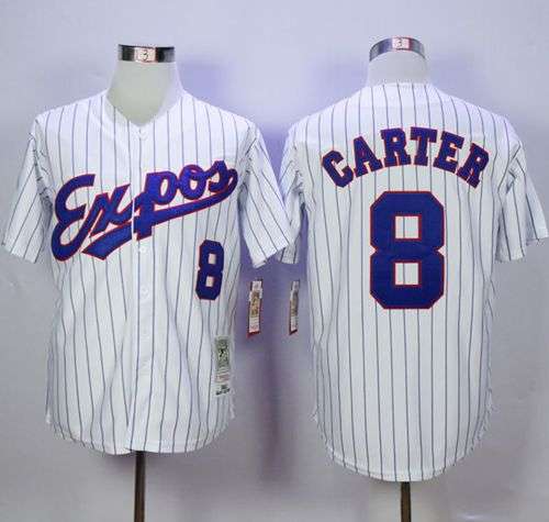 Mitchell And Ness 1982 Expos #8 Gary Carter White(Black Strip ...