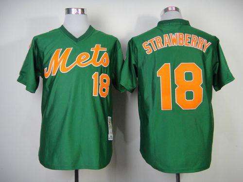 Mitchell and Ness 1985 Mets #18 Darryl Strawberry Green Throwback ...