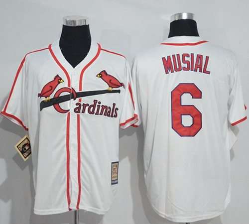 Mitchell And Ness Cardinals #6 Stan Musial White Throwback Stitched ...
