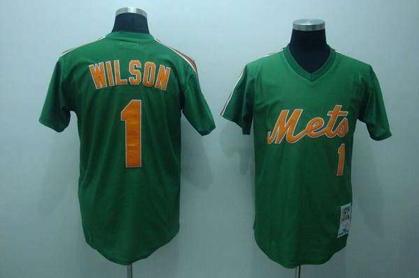 Mitchell and Ness Mets #1 Mookie Wilson Stitched Green Throwback Jersey ...