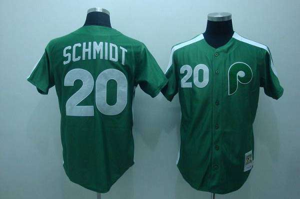 Mitchell and Ness Phillies #20 Mike Schmidt Stitched Green Throwback ...