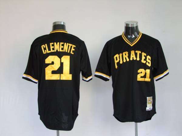 Mitchell and Ness Pirates #21 Roberto Clemente Stitched Black Throwback ...