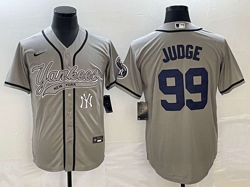New York Yankees #99 Aaron Judge Gray With Patch Cool Base Stitched ...