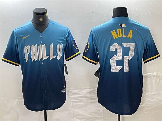 Philadelphia Phillies #27 Aaron Nola Blue 2024 City Connect Limited ...