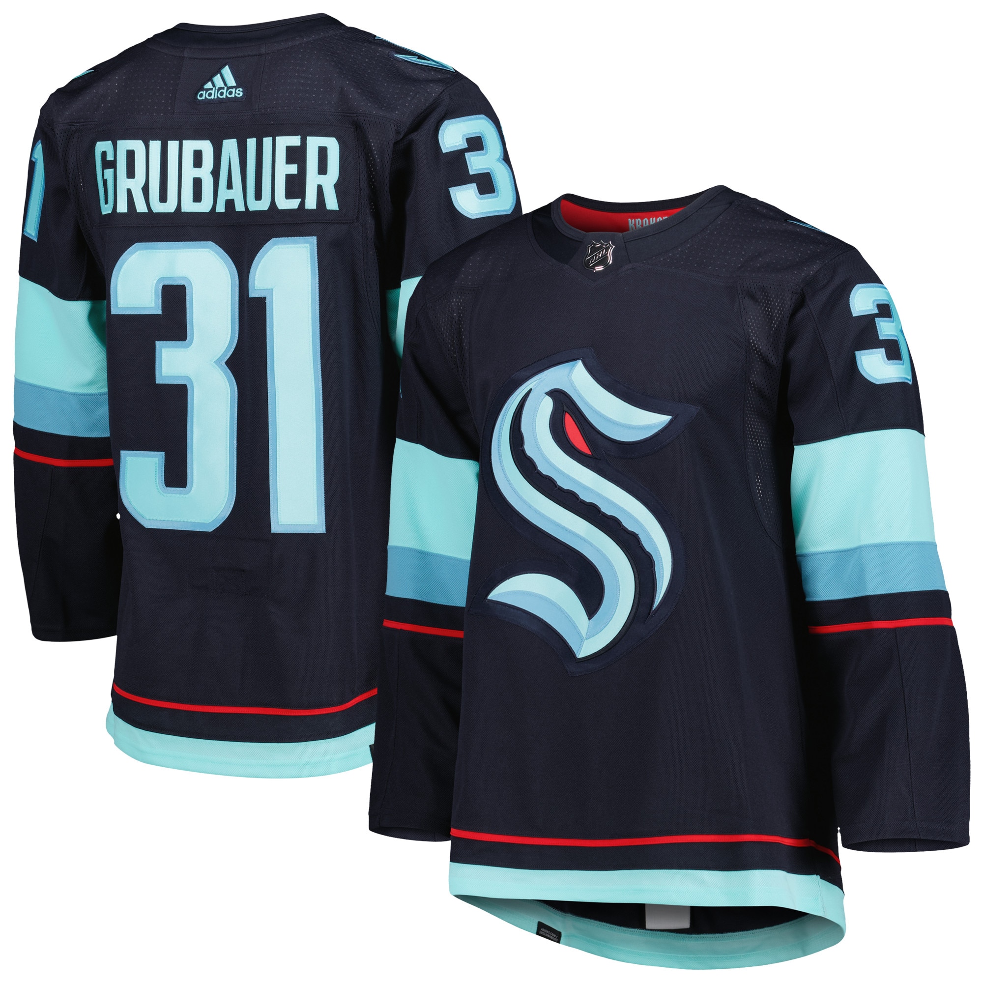 Philipp Grubauer Seattle Kraken adidas Home Primegreen Authentic Pro ...