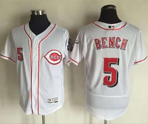 Reds #5 Johnny Bench White Flexbase Authentic Collection Stitched ...