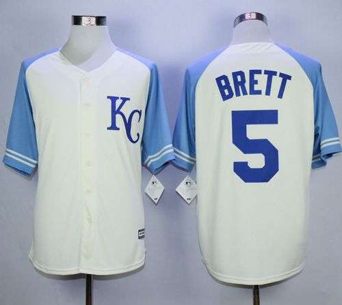 Royals #5 George Brett Cream Exclusive Vintage Stitched Jersey ...